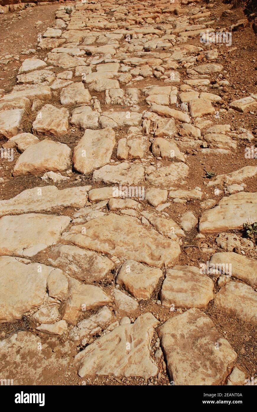 A historic,ancient road from Roman times on the Greek island of Crete ...