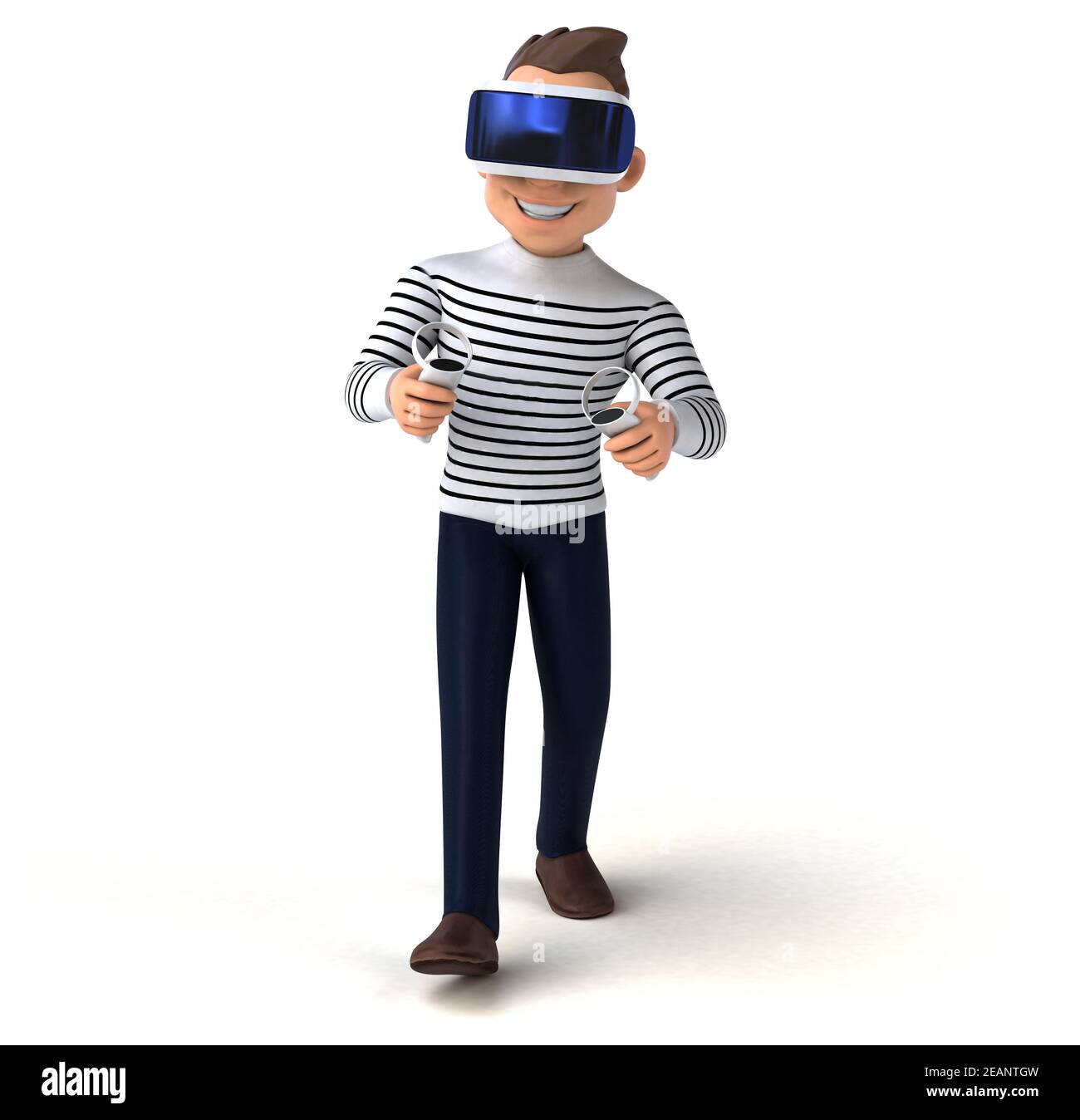 Fun 3D illustration of a cartoon man with a VR helmet Stock Photo - Alamy