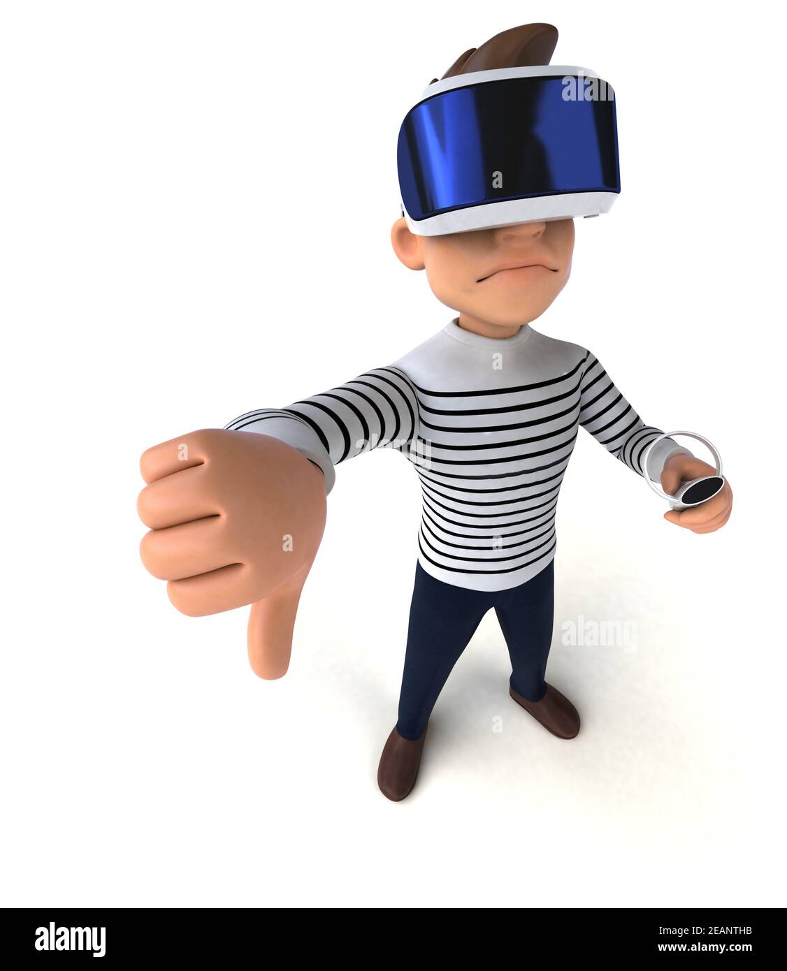 Fun 3D illustration of a cartoon man with a VR helmet Stock Photo - Alamy