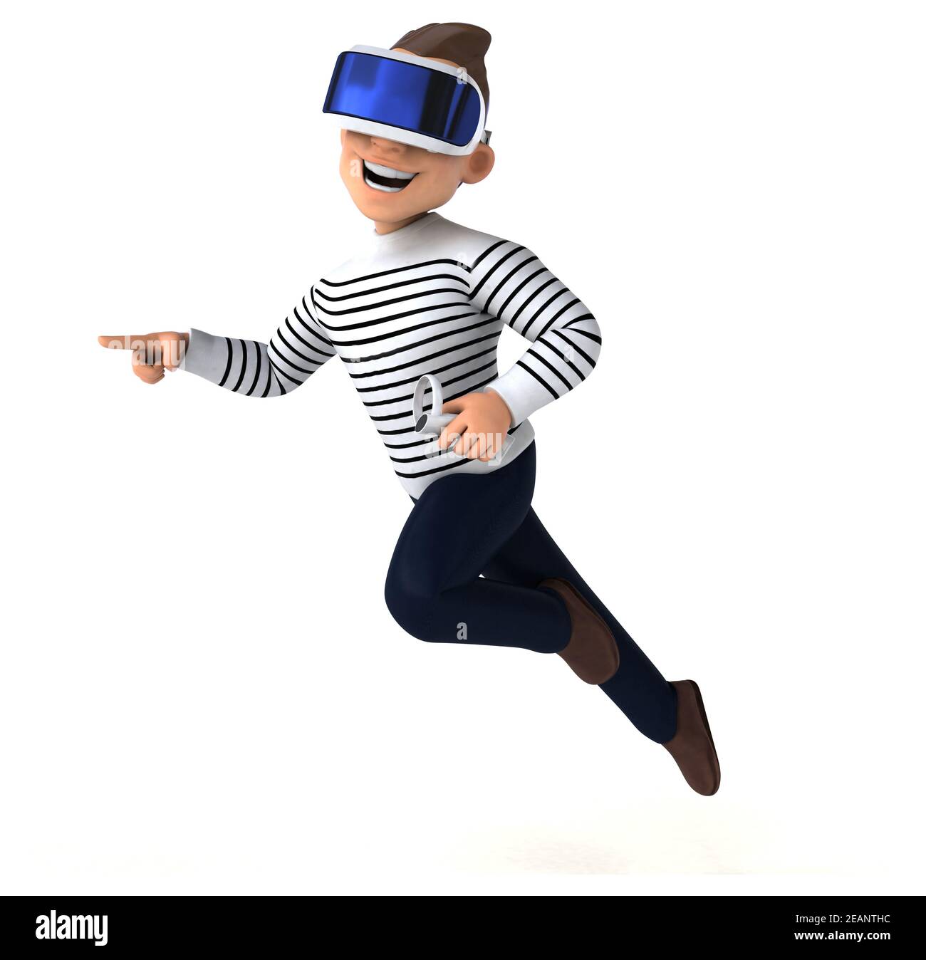 Fun 3D illustration of a cartoon man with a VR helmet Stock Photo - Alamy