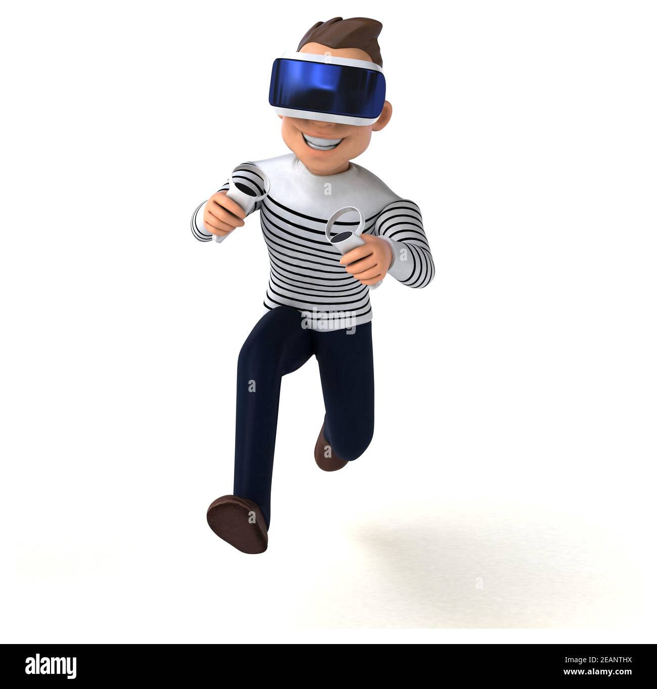 Fun 3D illustration of a cartoon man with a VR helmet Stock Photo - Alamy