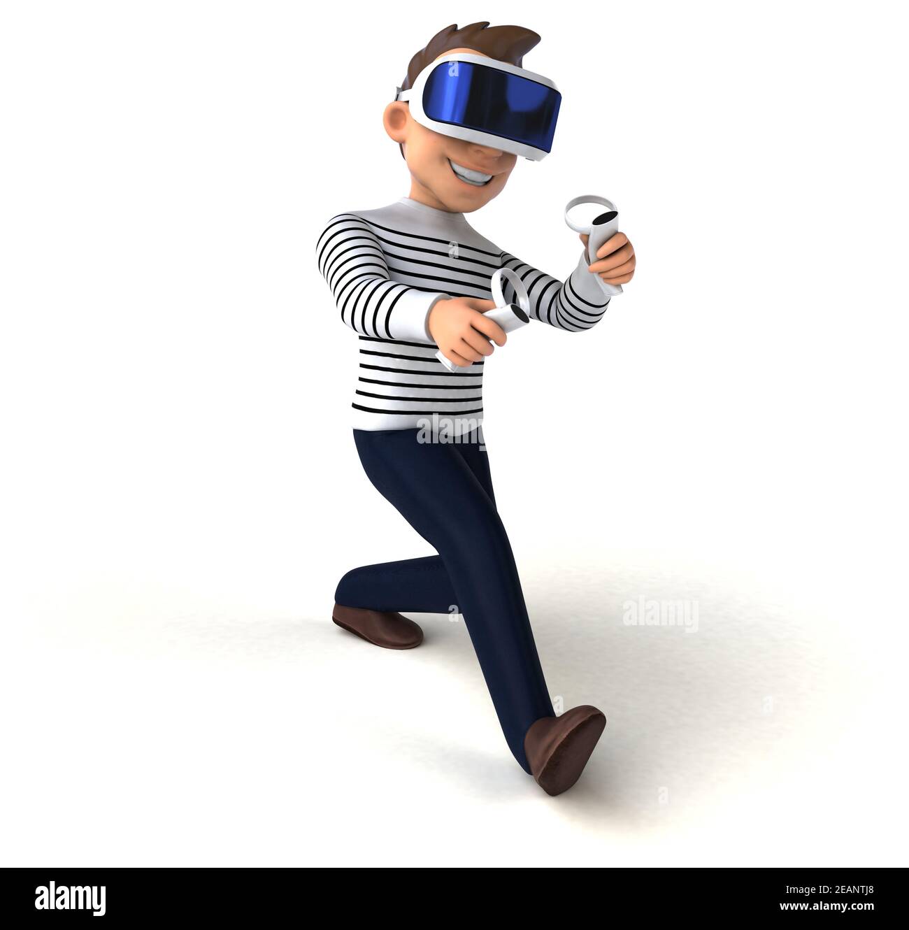Fun 3D illustration of a cartoon man with a VR helmet Stock Photo - Alamy
