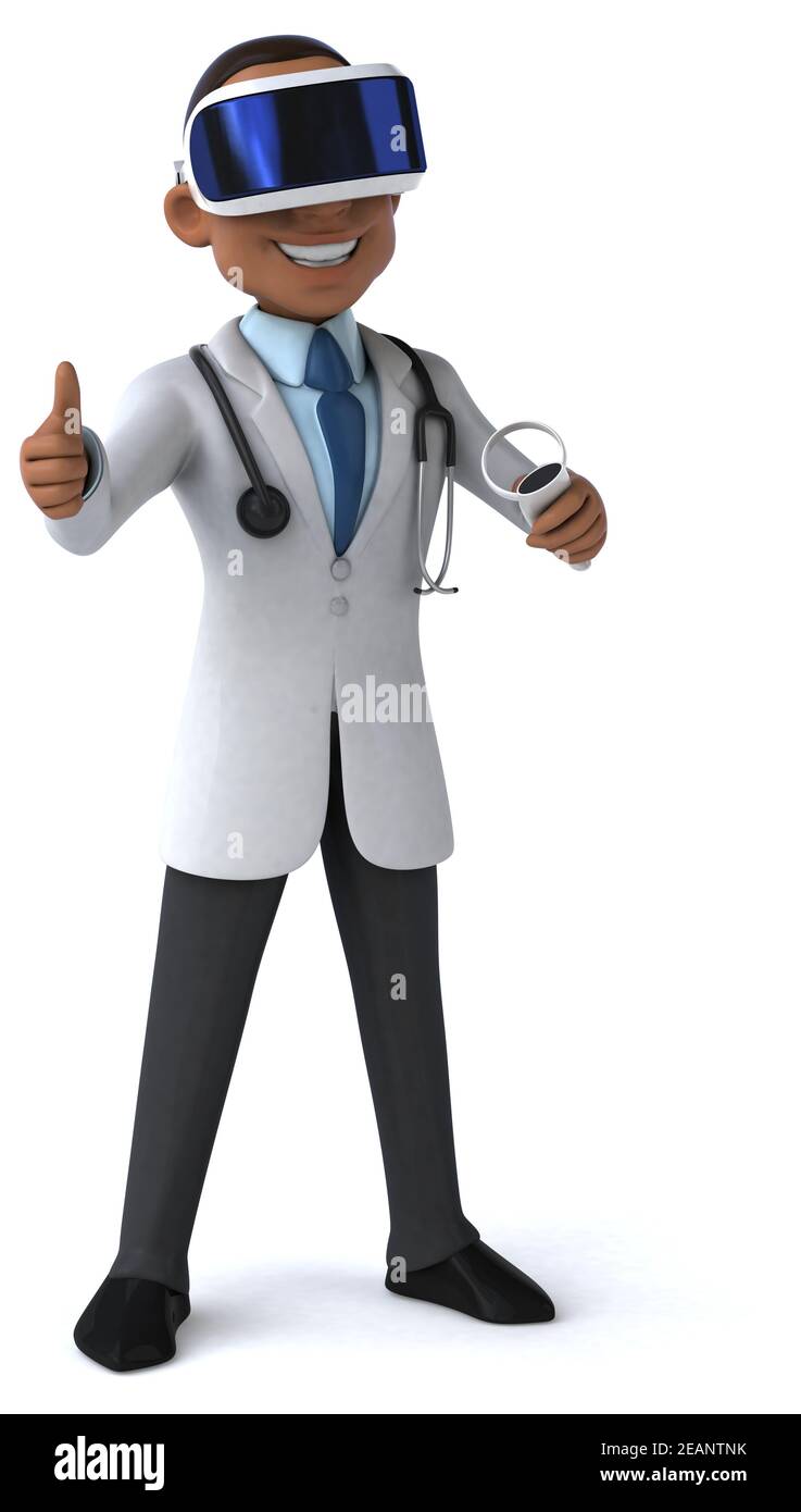 Fun 3D Illustration of a doctor with a VR Helmet Stock Photo - Alamy