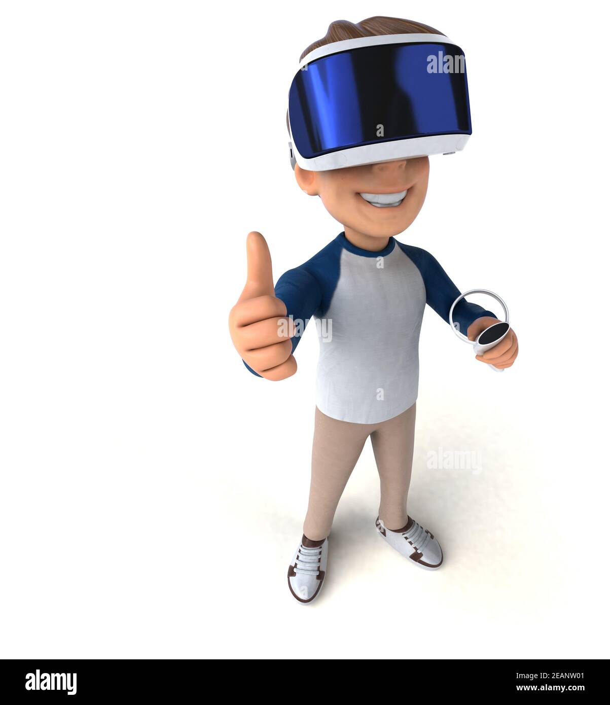 Fun 3D illustration of a cartoon kid with a VR helmet Stock Photo - Alamy