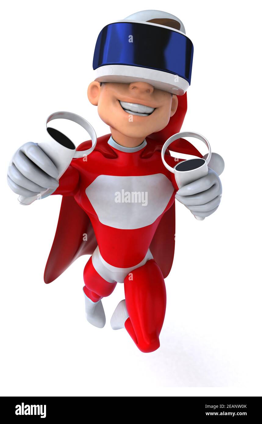 Fun 3D Illustration of a super Santa Claus with a VR Helmet Stock Photo ...