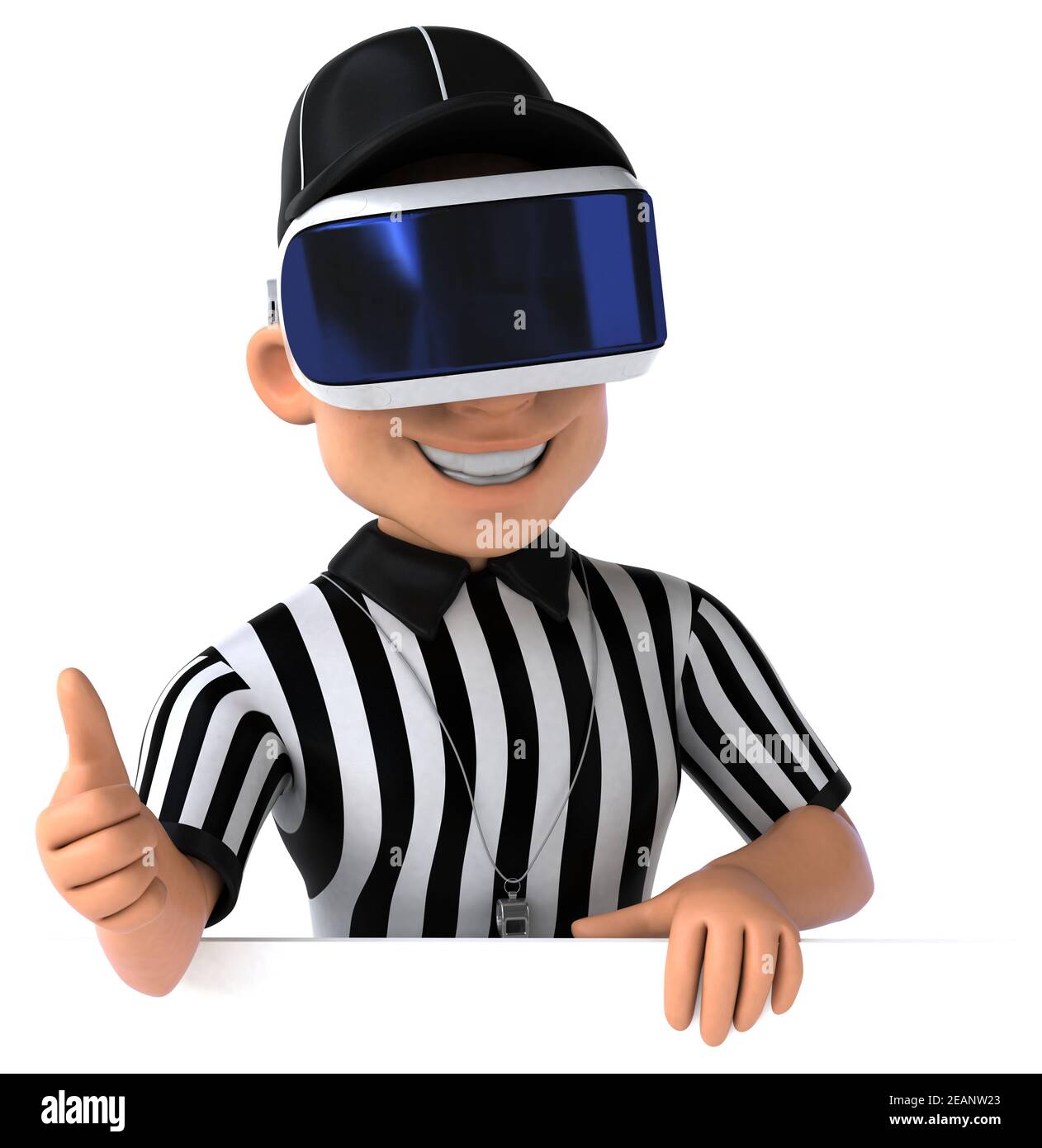 Fun 3D Illustration of a referee with a VR Helmet Stock Photo - Alamy