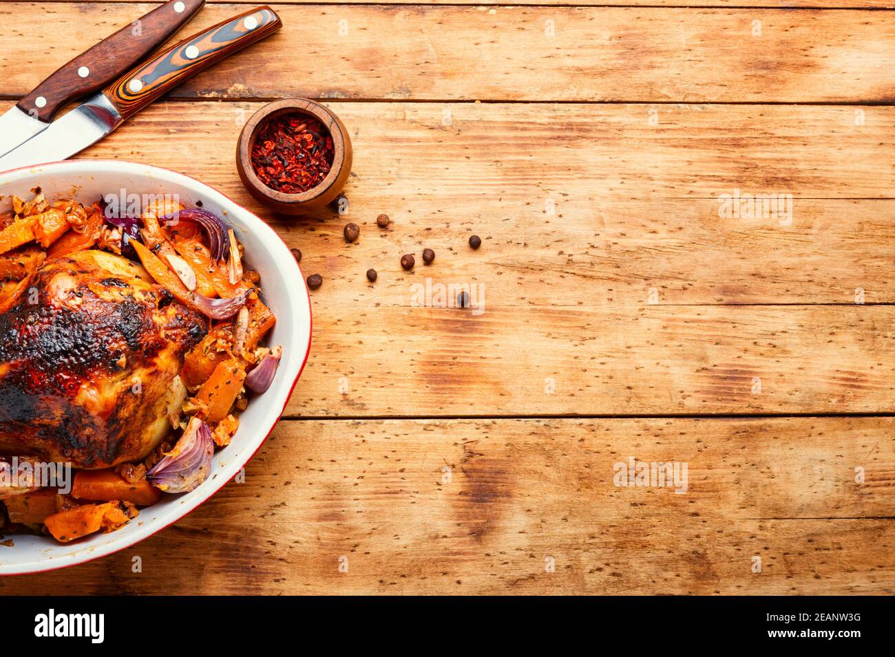 Baked partridge with pumpkin Stock Photo - Alamy