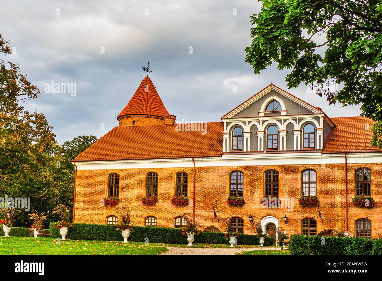 Manor Castle Facade and Garden Landscape Stock Photo - Alamy