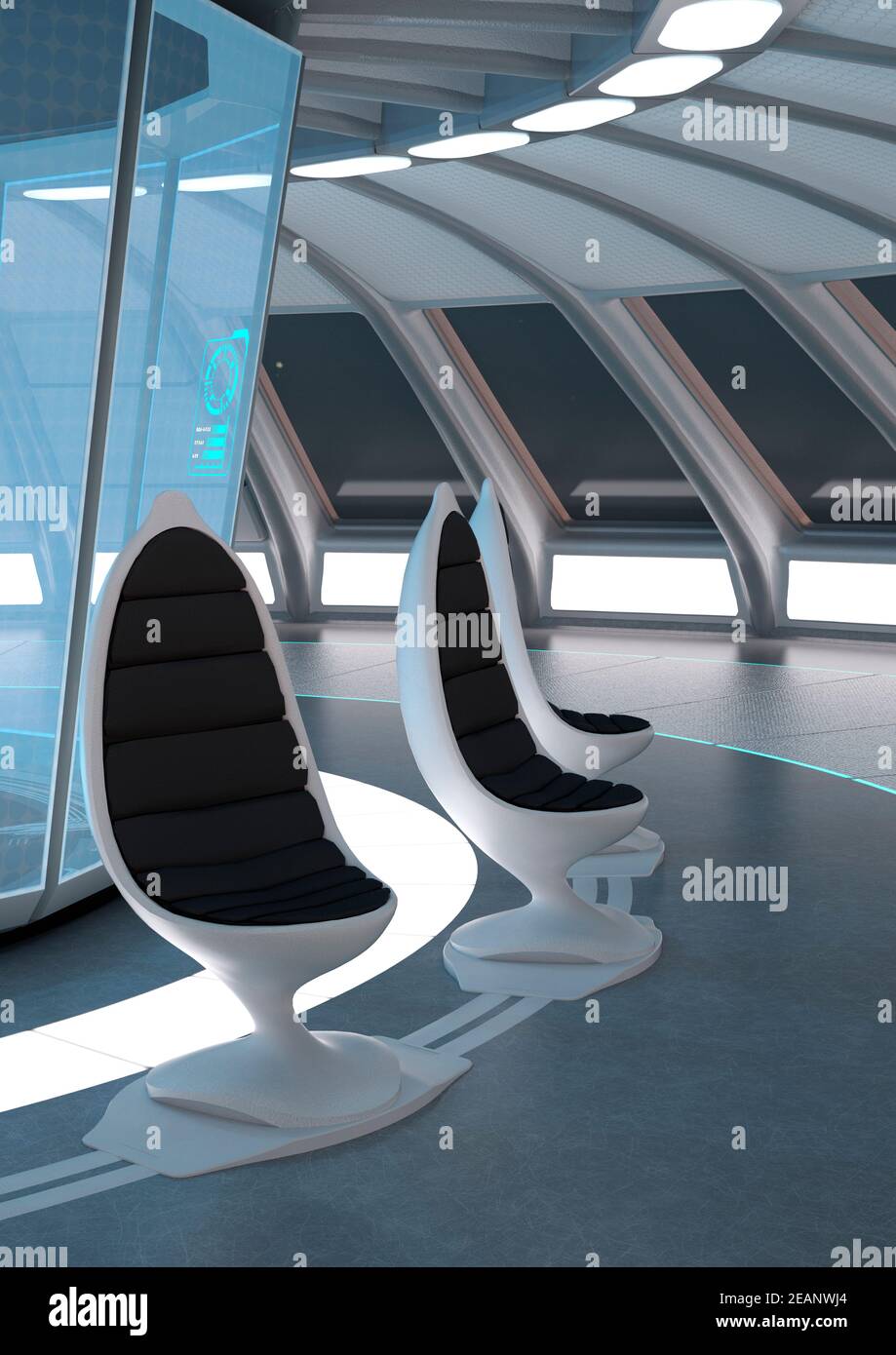 3D Rendering Science Fiction Panorama Room Stock Photo - Alamy