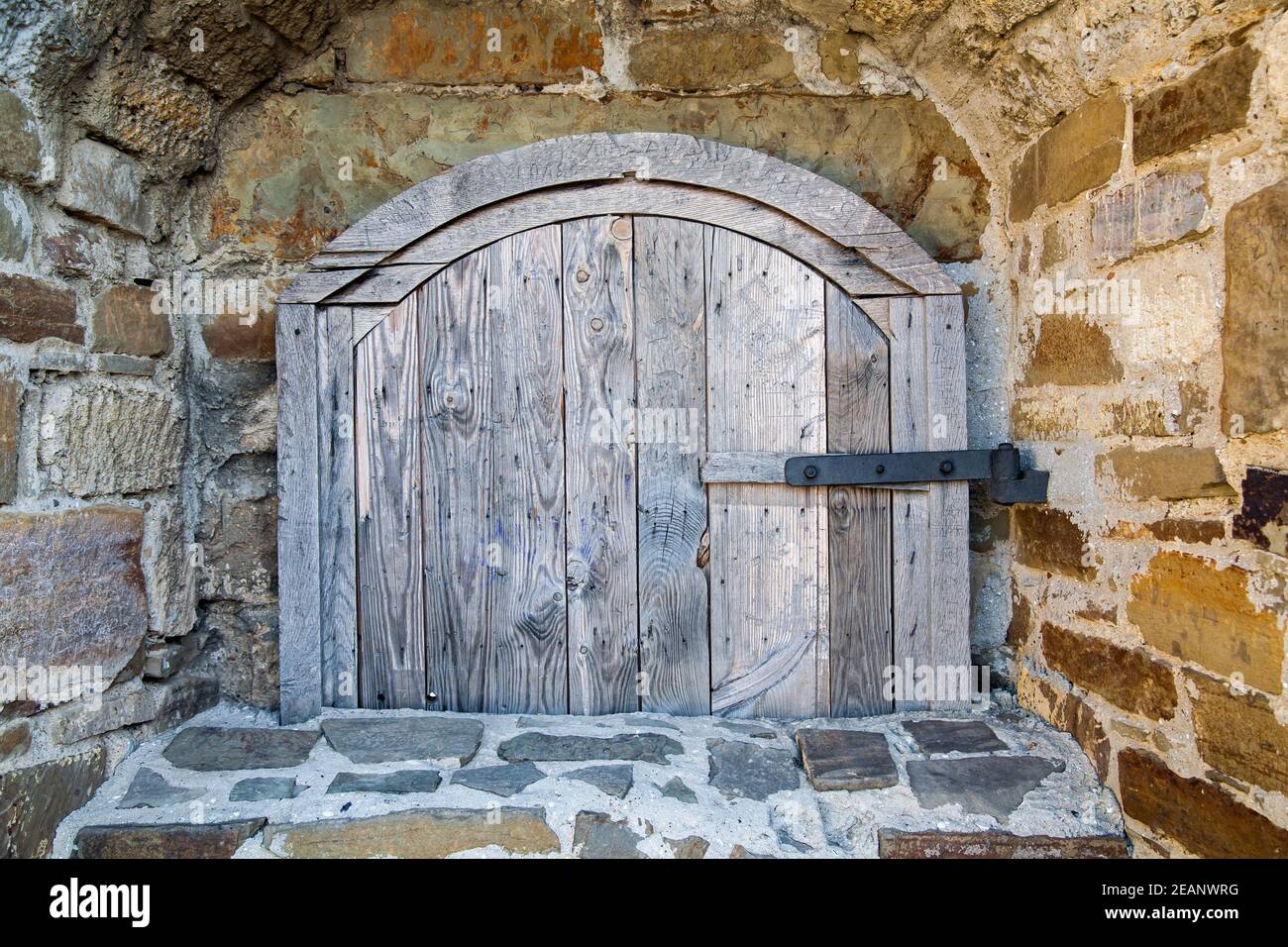 Old window of medieval brick wall Stock Photo - Alamy