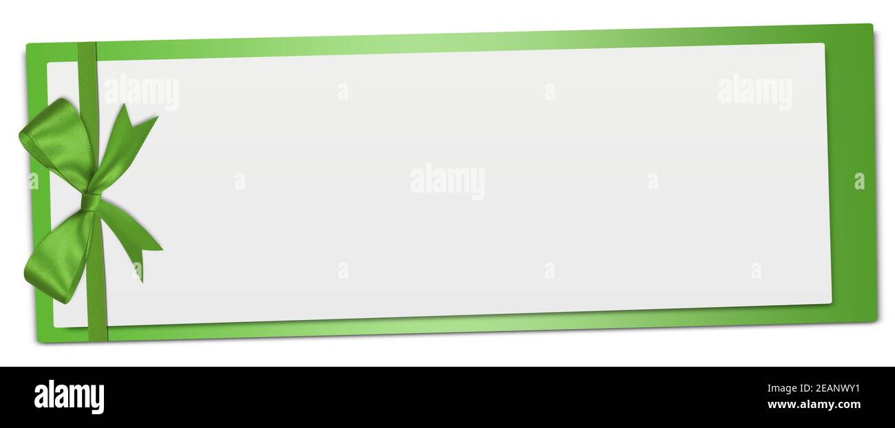 Gift card note with ribbon on isolated background Stock Photo - Alamy