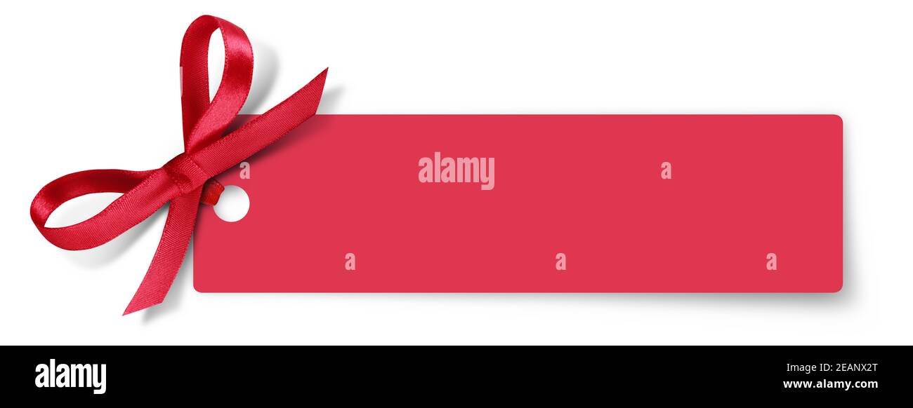 Gift card note with ribbon on isolated background Stock Photo - Alamy