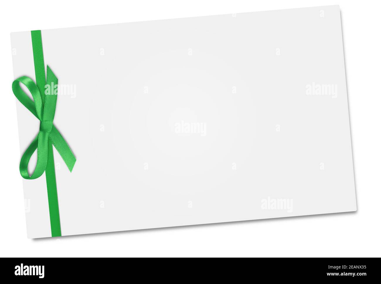 Gift card note with ribbon on isolated background Stock Photo - Alamy