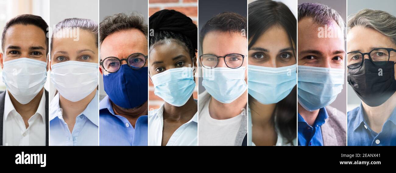 Diverse People Group Wearing Face Mask Stock Photo - Alamy