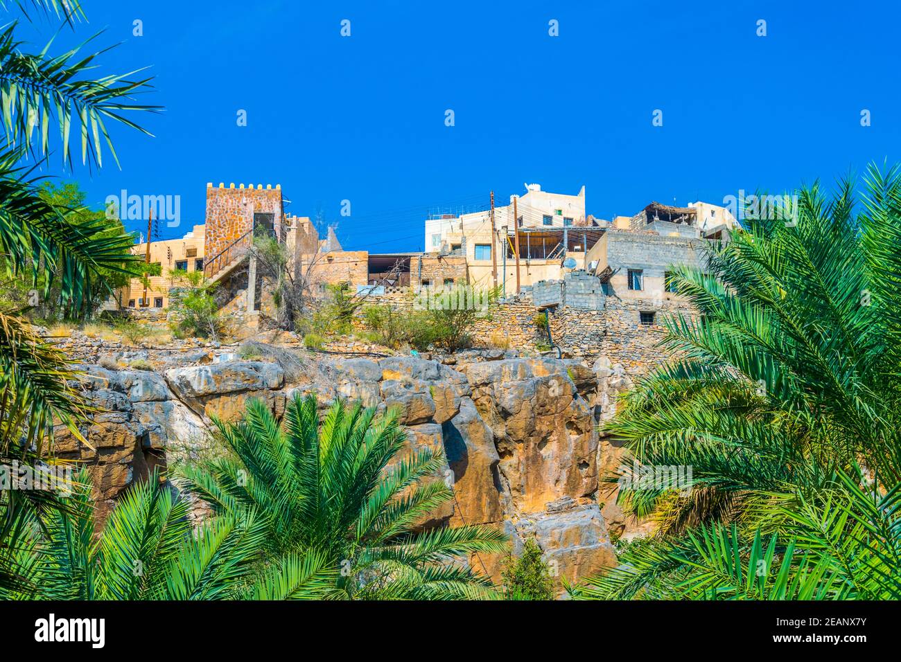 Aerial view of the Misfat Al Abriyeen village in Oman Stock Photo - Alamy