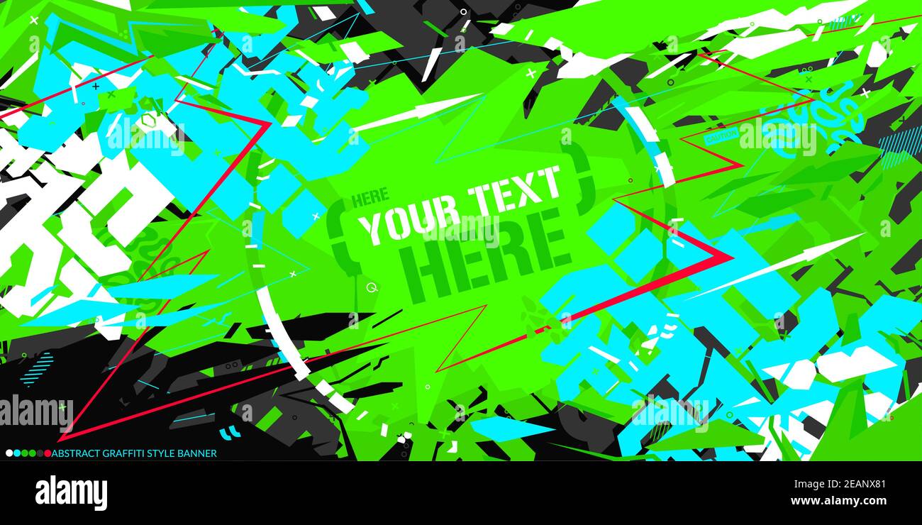 Urban Cyberpunk Green And Blue Neon Abstract Graffiti Style Banner ...