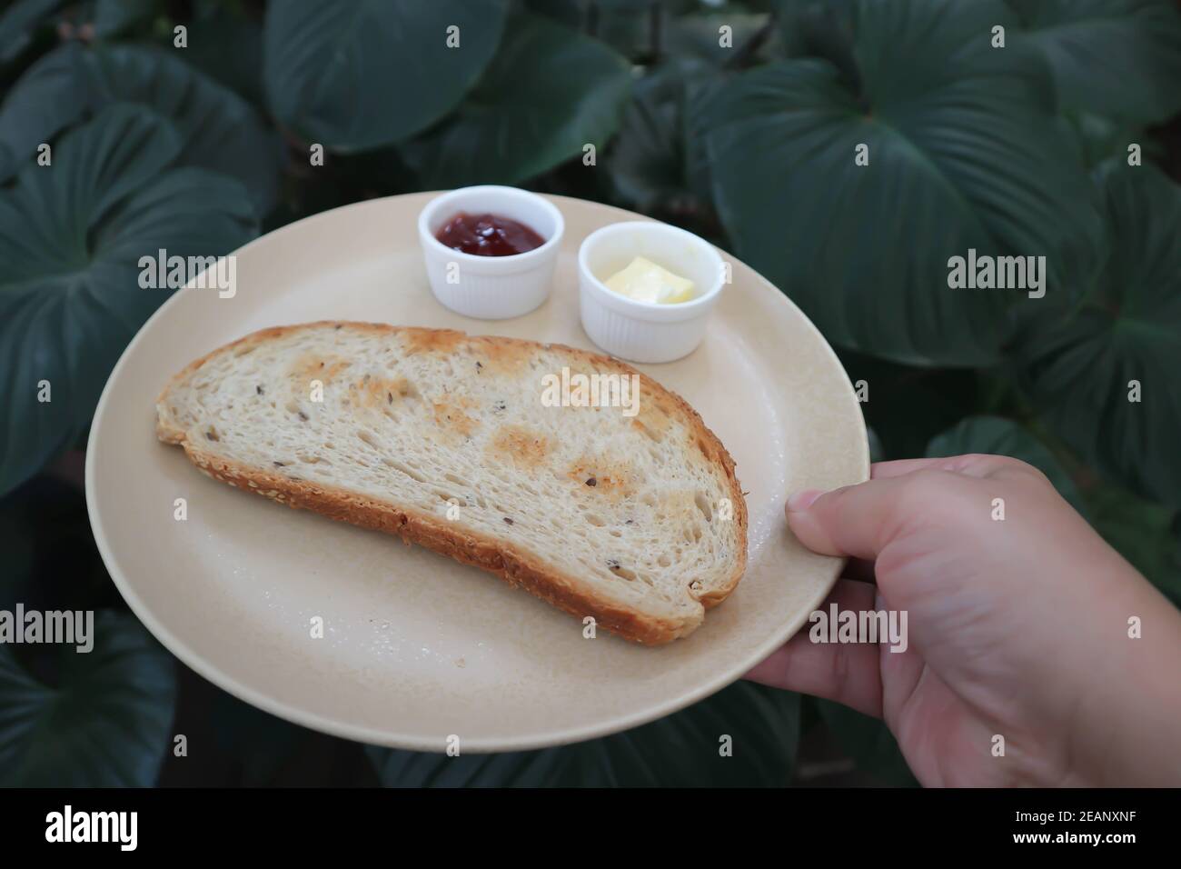 toast or bread with butter and jam Stock Photo - Alamy