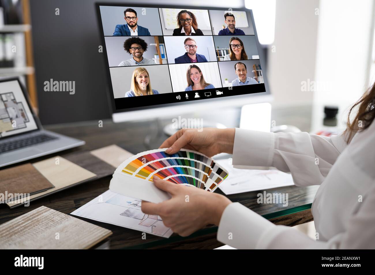 Interior Designer Online Video Conference Call Stock Photo - Alamy