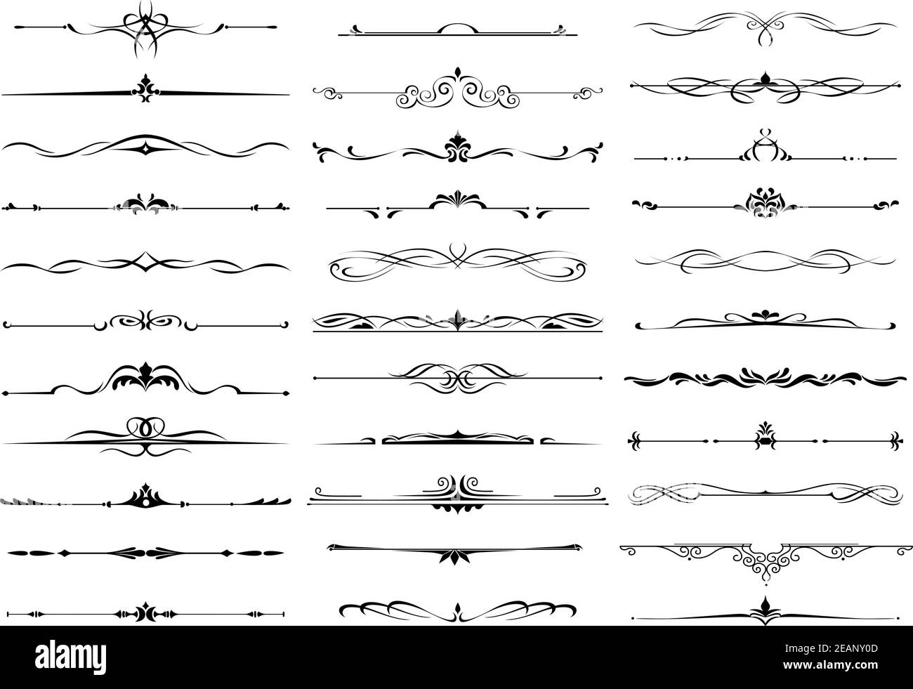 Borders and dividers decorative vignette elements set isolated on white ...