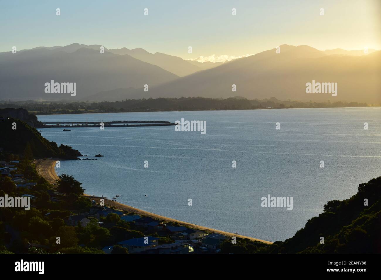 Sunset at Tata Beach, New Zealand, South Island Stock Photo - Alamy