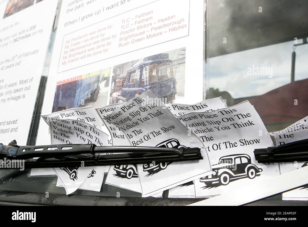 Votes for best car in show cast by placing voting slips on the ...