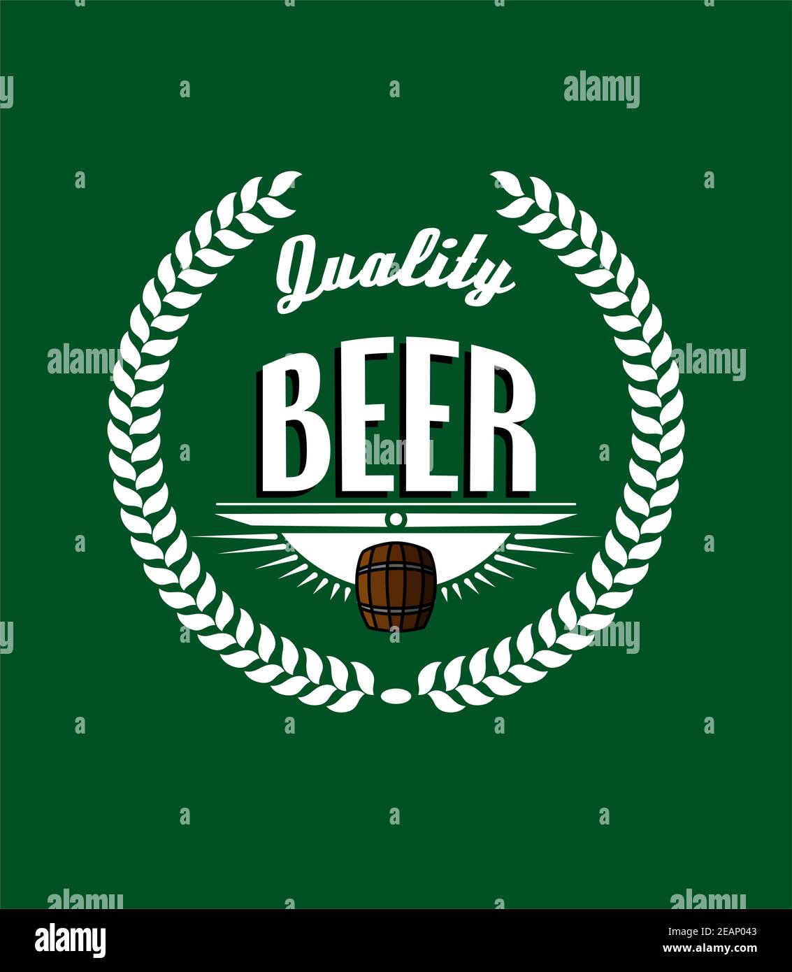 Retro beer label with laurel wreath and barrel. For Oktoberfest design ...