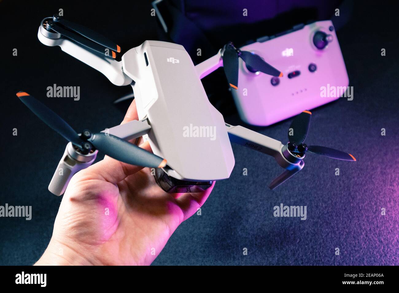 Kiev, Ukraine - February 02, 2021: Dji Mavic Mini 2 drone close-up ...