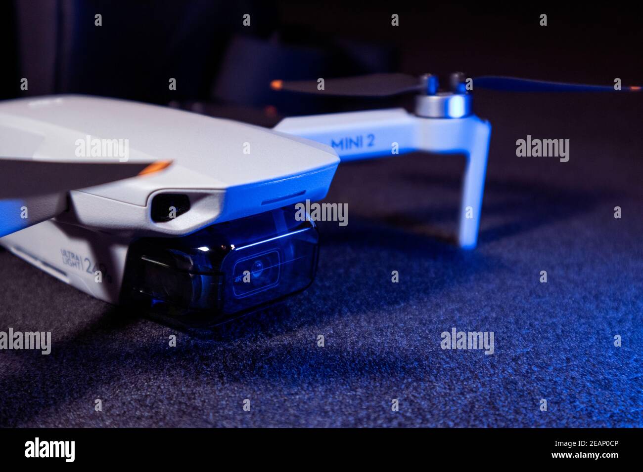 Kiev, Ukraine - February 02, 2021: Dji Mavic Mini 2 drone close-up. New ...