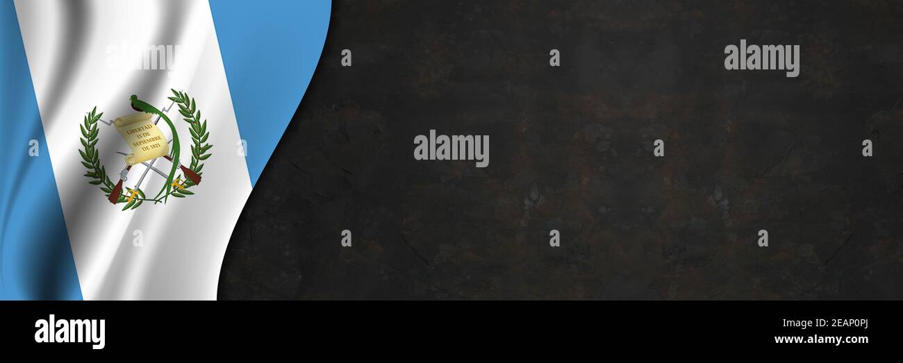 Guatemala flag on concrete wall. Banner with fabric texture of the flag ...