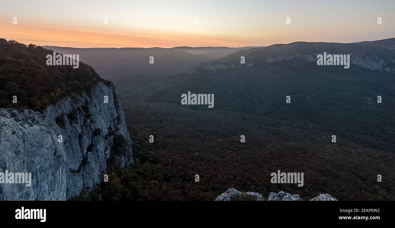 nature of Crimea, mountains and sky. Grass and forests in the mountains ...