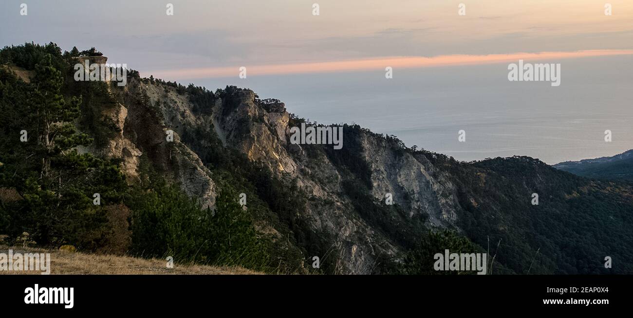 nature of Crimea, mountains and sky. Grass and forests in the mountains ...