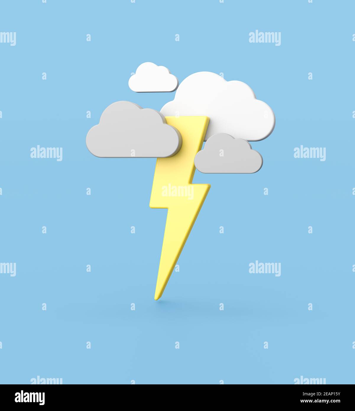 Thunderstorm 3D Illustration on Blue Background Stock Photo - Alamy