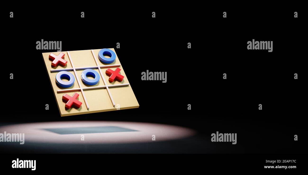Tic-Tac-Toe Game Board Spotlighted on Black Background Stock Photo - Alamy