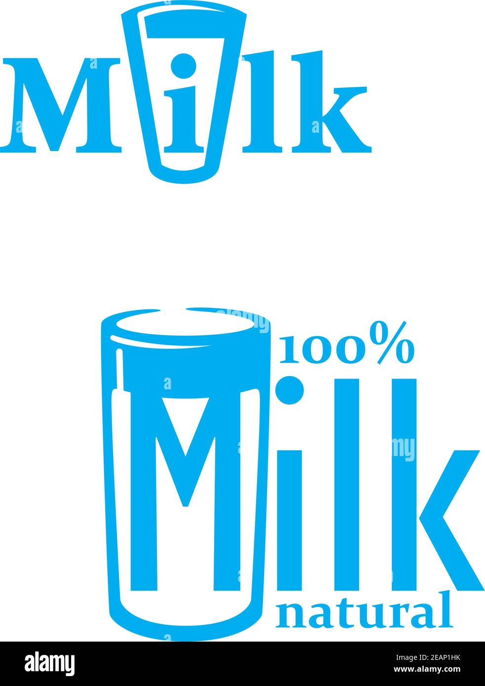 Natural 100 percent Milk and dairy emblems isolated on white for ...