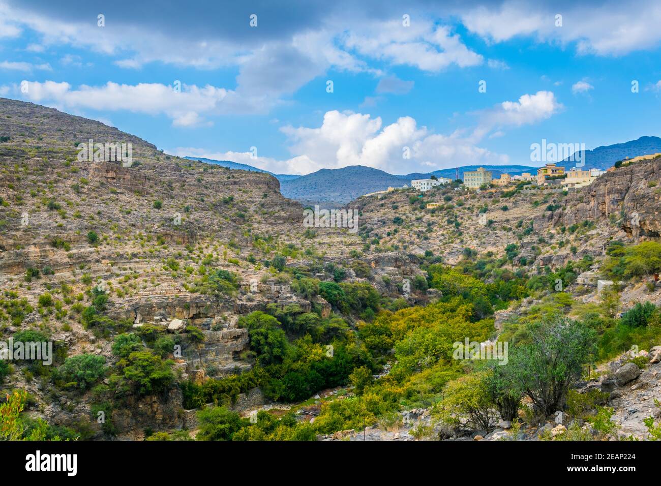 View of Wadi Bani Habib at the Jebel Akhdar mountain in Oman Stock ...