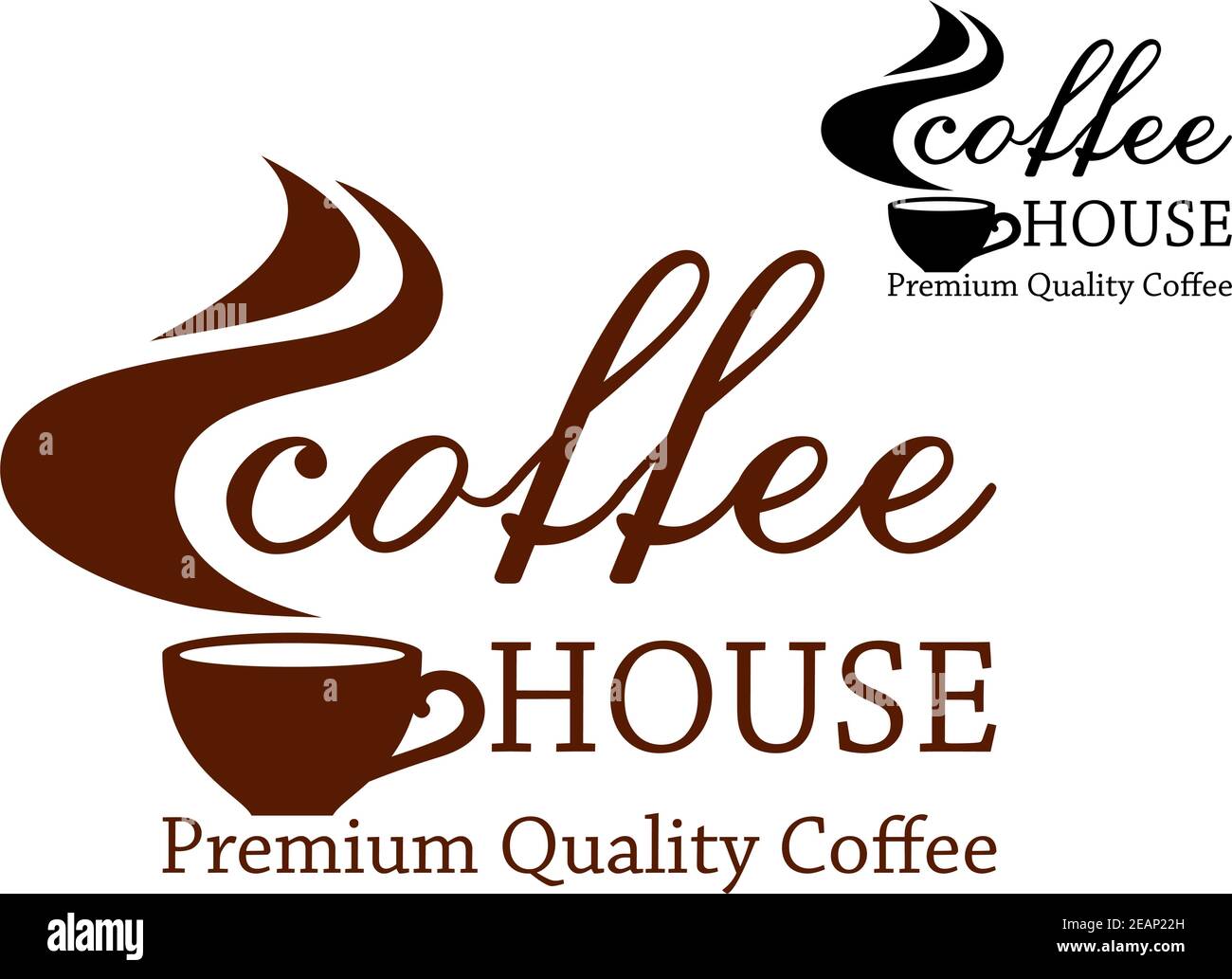 Premium quality coffee retro emblem with cup of coffee and steam, for ...