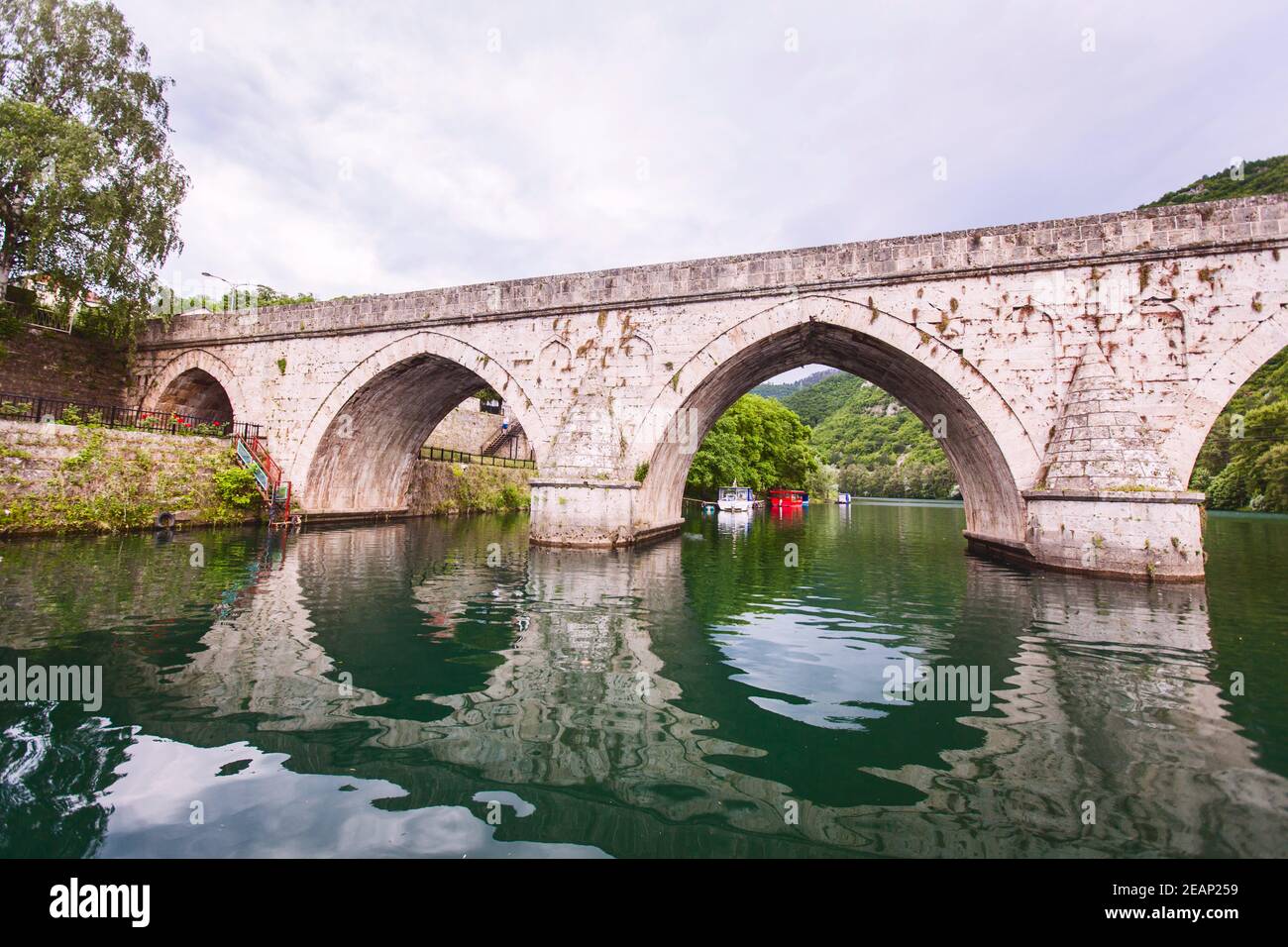 Historic bridge over the Drina River, Famous Tourist Attraction, The ...