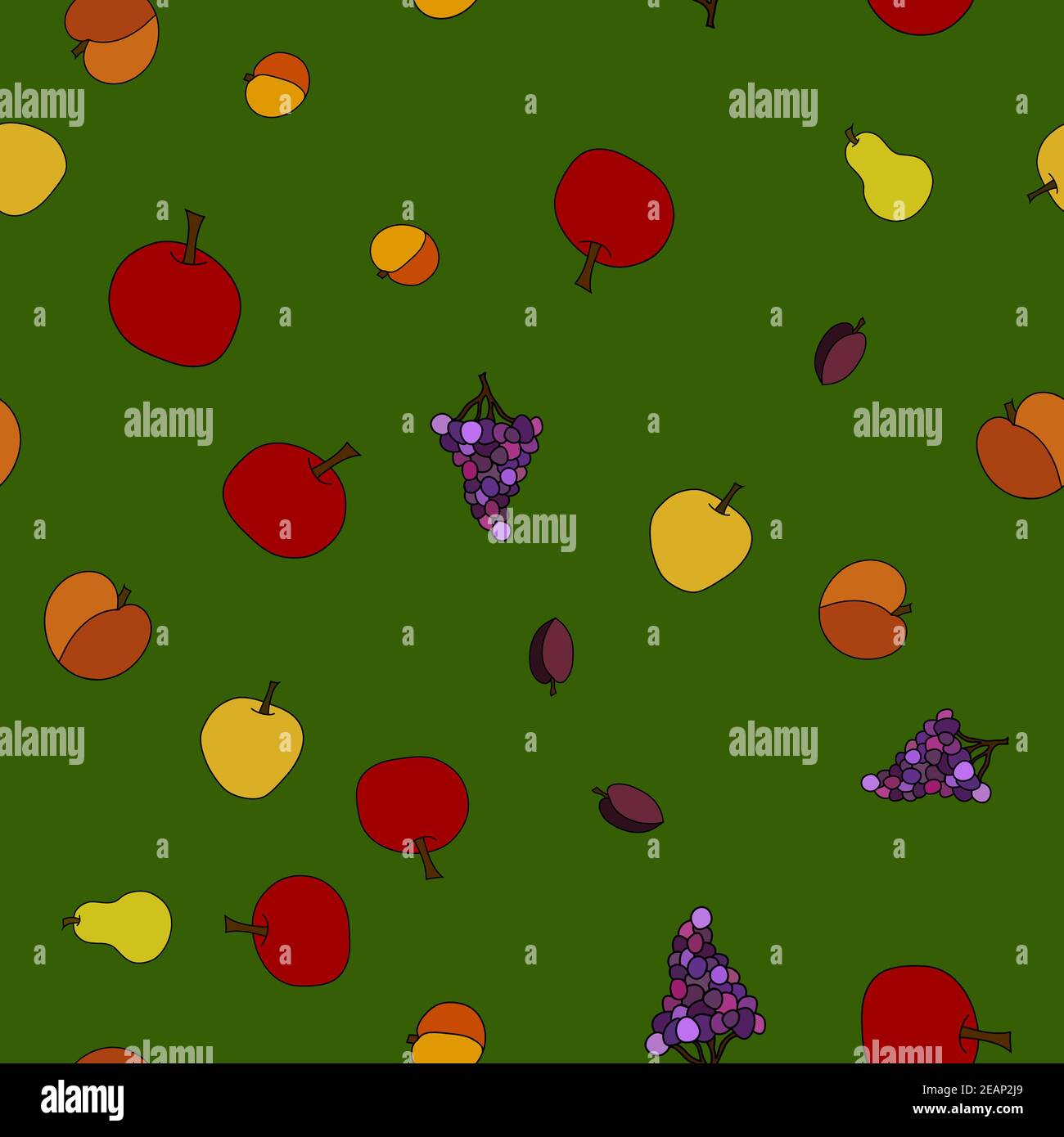 hand drawn fruit seamless pattern Stock Photo - Alamy