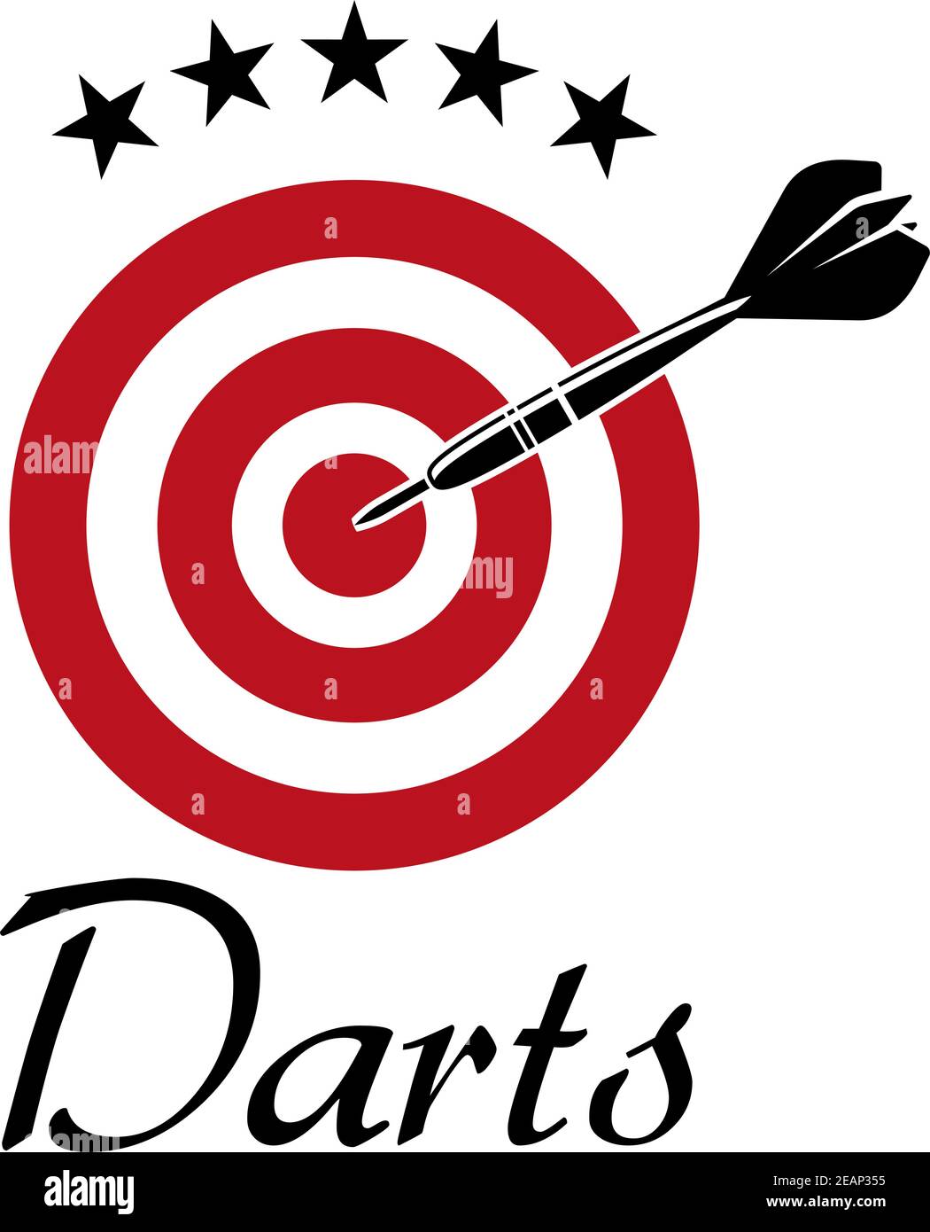 Darts sporting emblem with dartboard and stars isolated on white ...