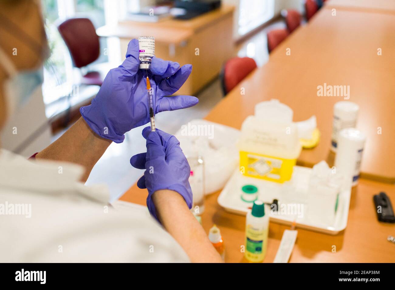 Medical members of Ambroise Pare hospital receive the Astra Zeneca ...