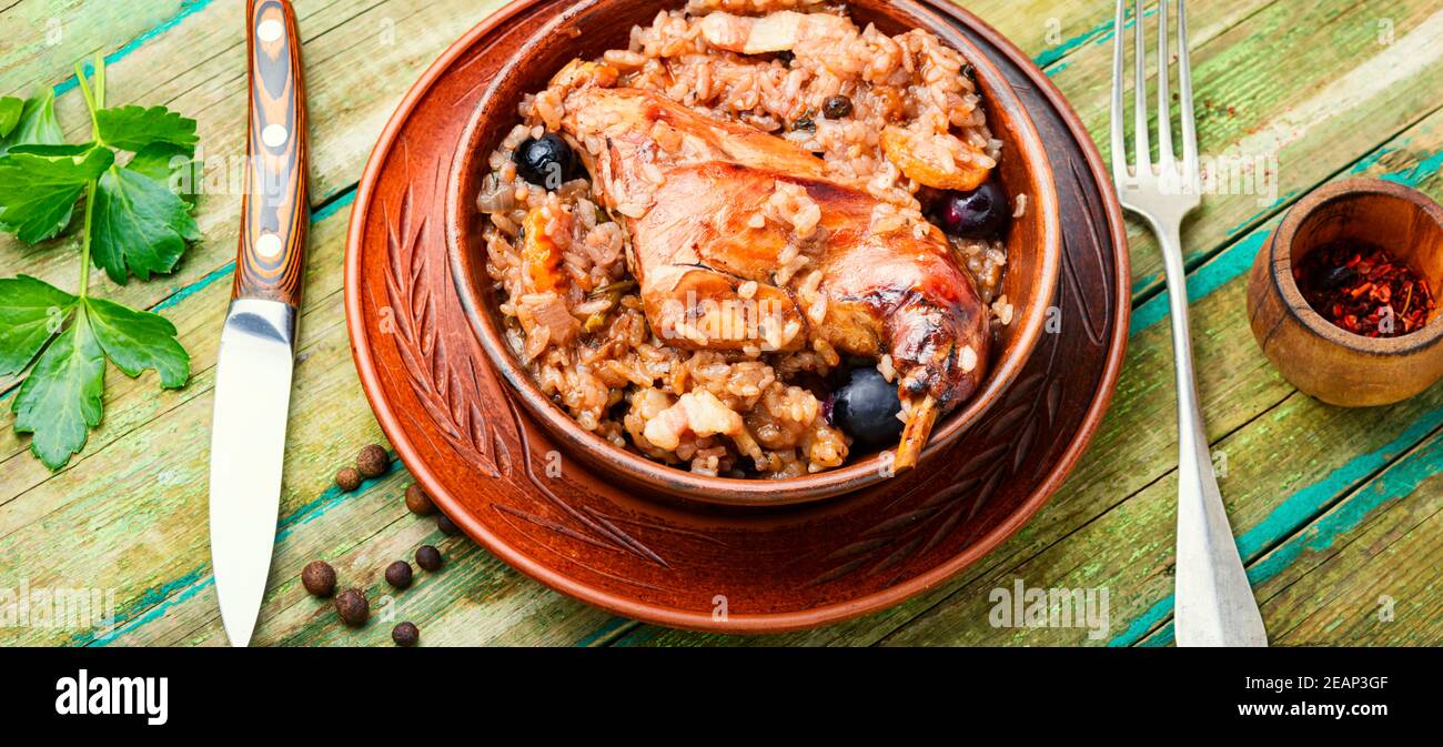 Rice with meat Stock Photo - Alamy