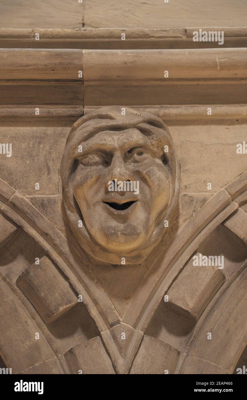 One of the grotesque heads decorating the interior of Temple Church (St ...