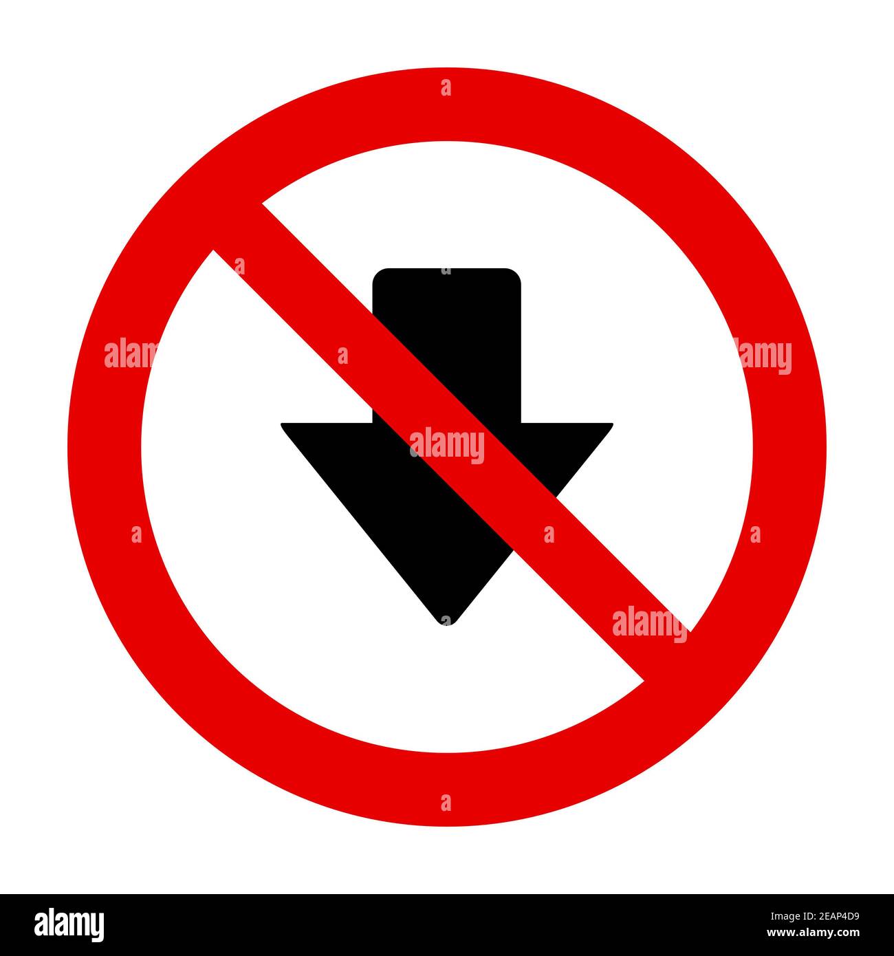 Down arrow and prohibition sign Stock Photo - Alamy