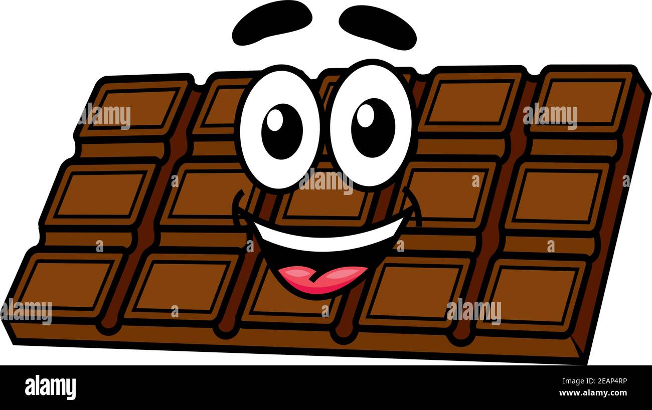 Cartoon chocolate character with face, eyes, mouth and smile. Isolated ...