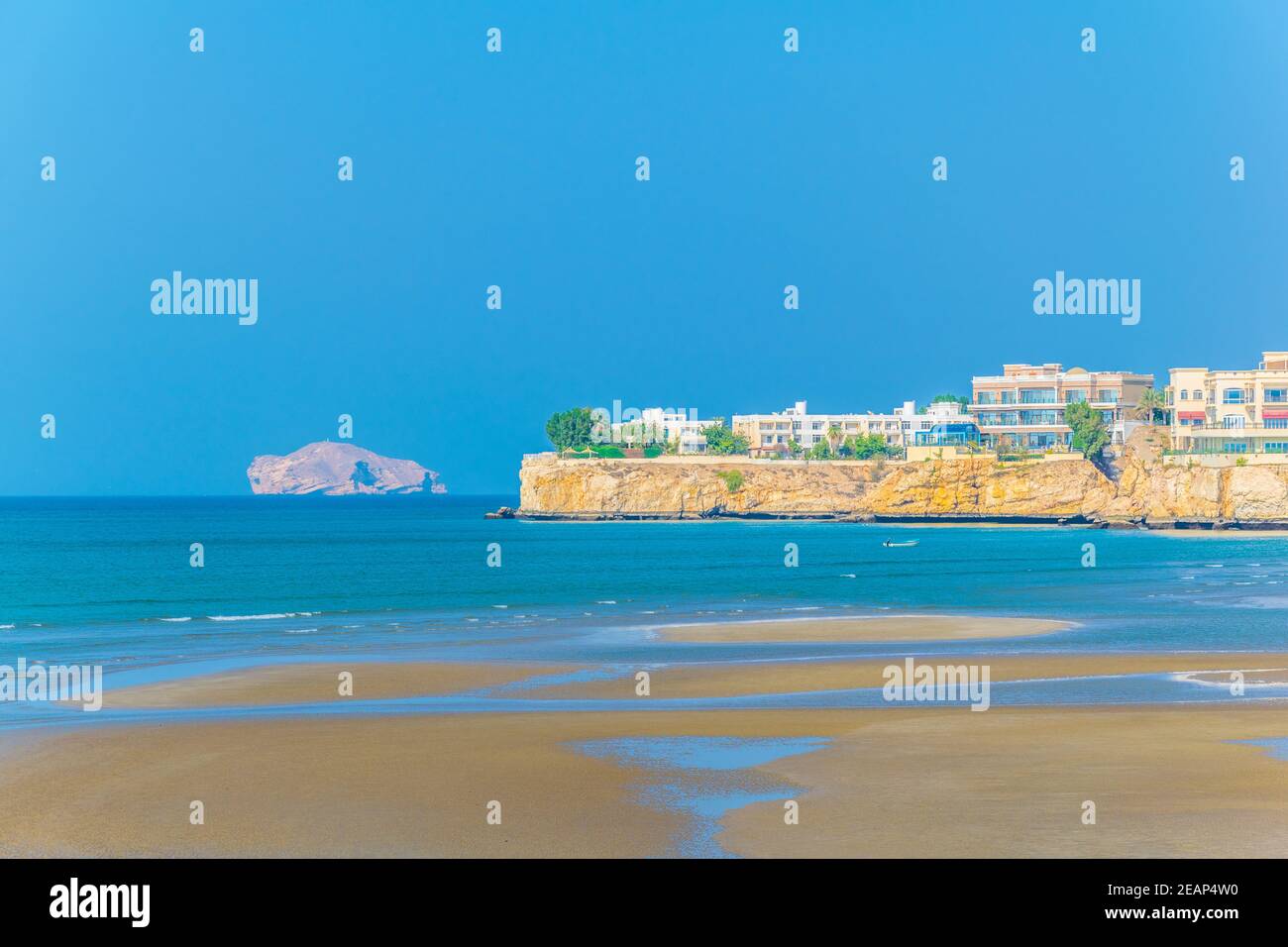 View of the Qurm beach in Muscat, Oman Stock Photo - Alamy