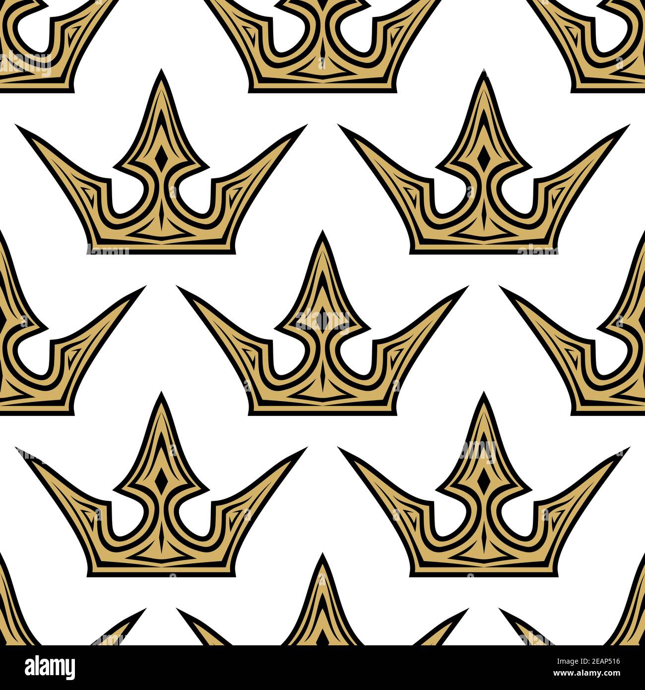 Seamless pattern of royal golden crowns in retro style for wallpaper ...