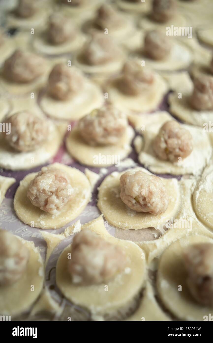 Cooking homemade dumplings top view selective focus vertical ...
