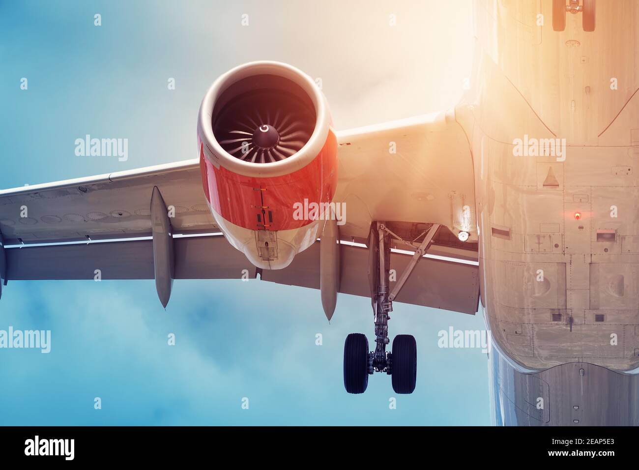 Airplane landing wing view hi-res stock photography and images - Alamy
