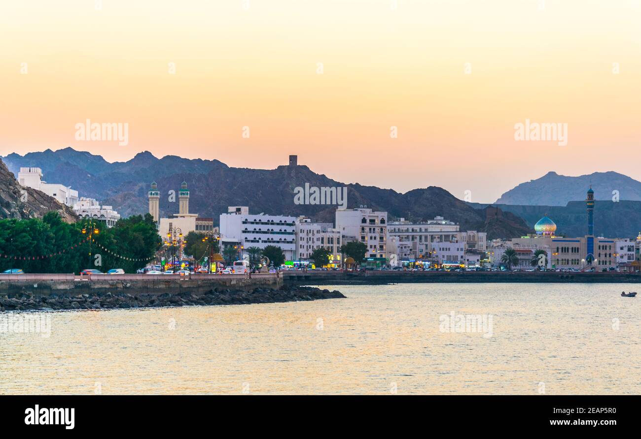 Sunset muscat corniche oman hi-res stock photography and images - Alamy