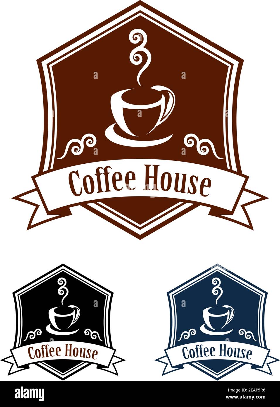Hot coffee retro banner with cup of coffee and steam, isolated on white ...